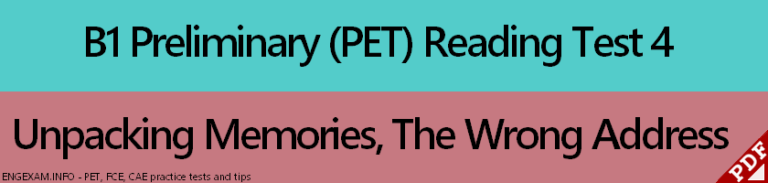PET Reading Practice Test 4 - EngExam.info